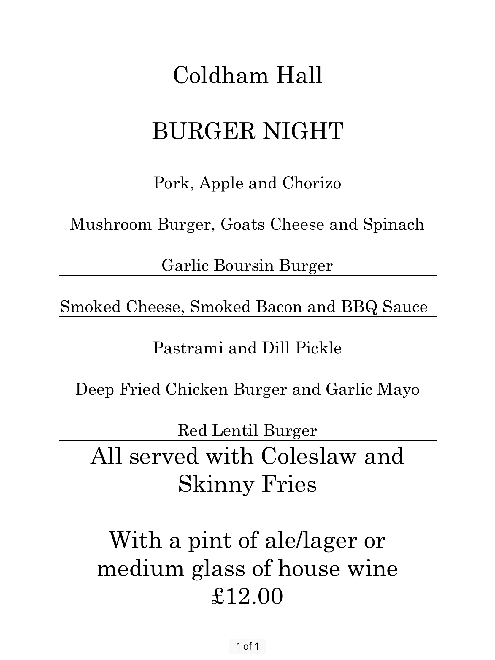 BURGER NIGHT AT COLDHAM HALL | Surlingham