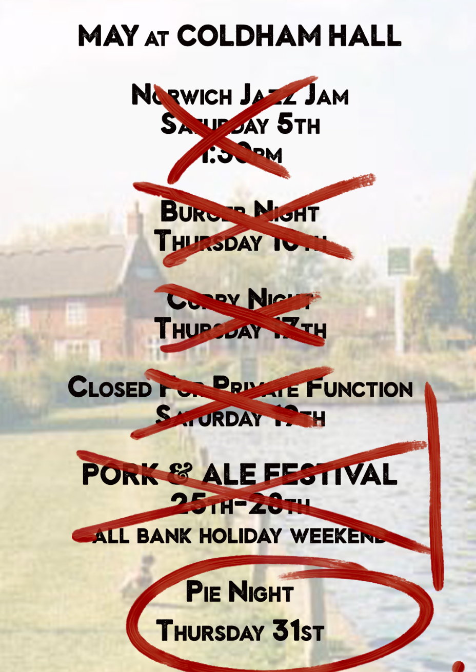 Pie Night at Coldham Hall | Surlingham