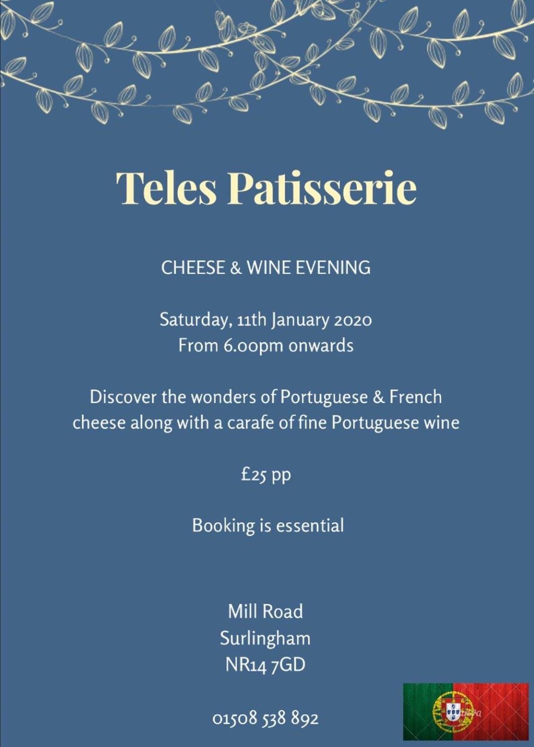 Cheese & Wine at Teles Patisserie | Surlingham