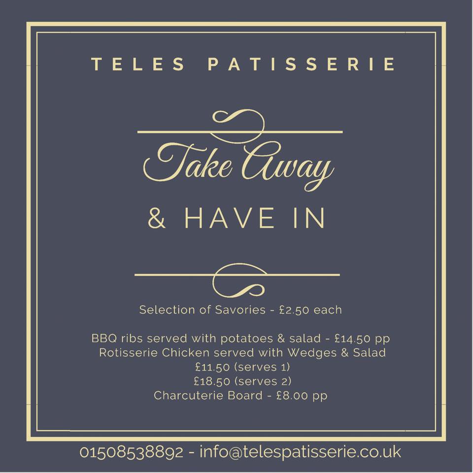 Weekly menu at Teles Patisserie | Surlingham