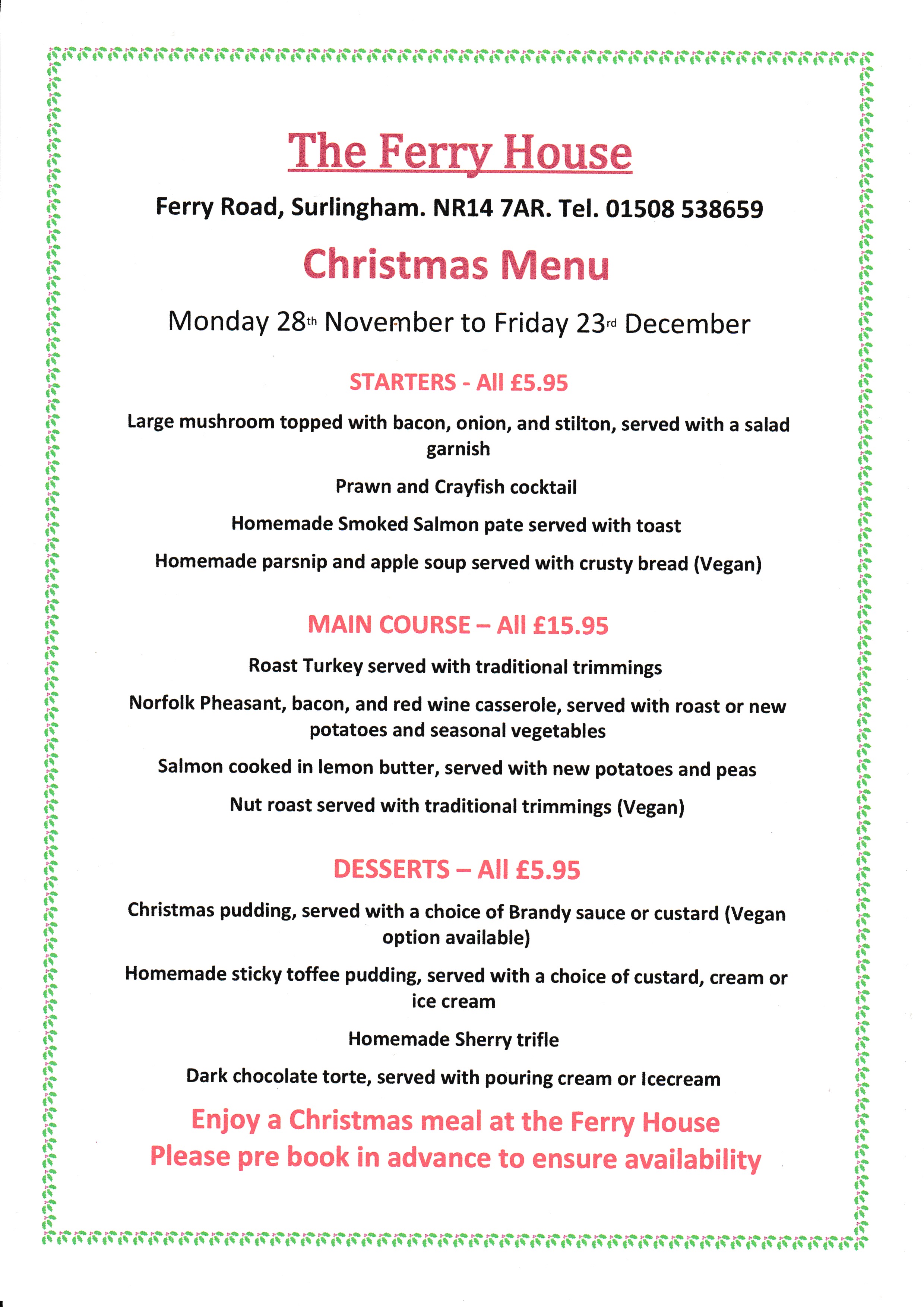 Celebrate Christmas at The Ferry House | Surlingham