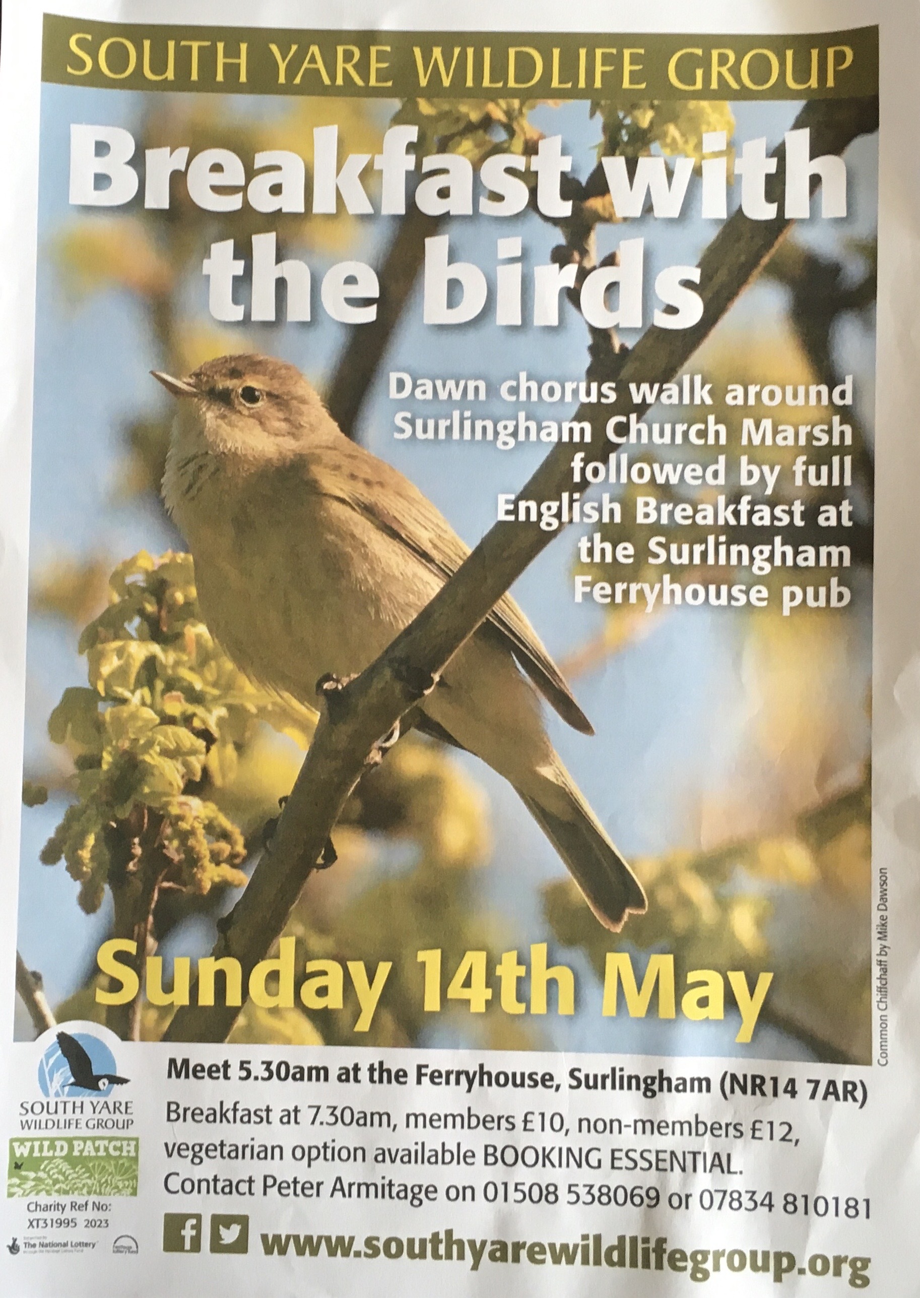 Breakfast with the birds Sunday 14th May | Surlingham