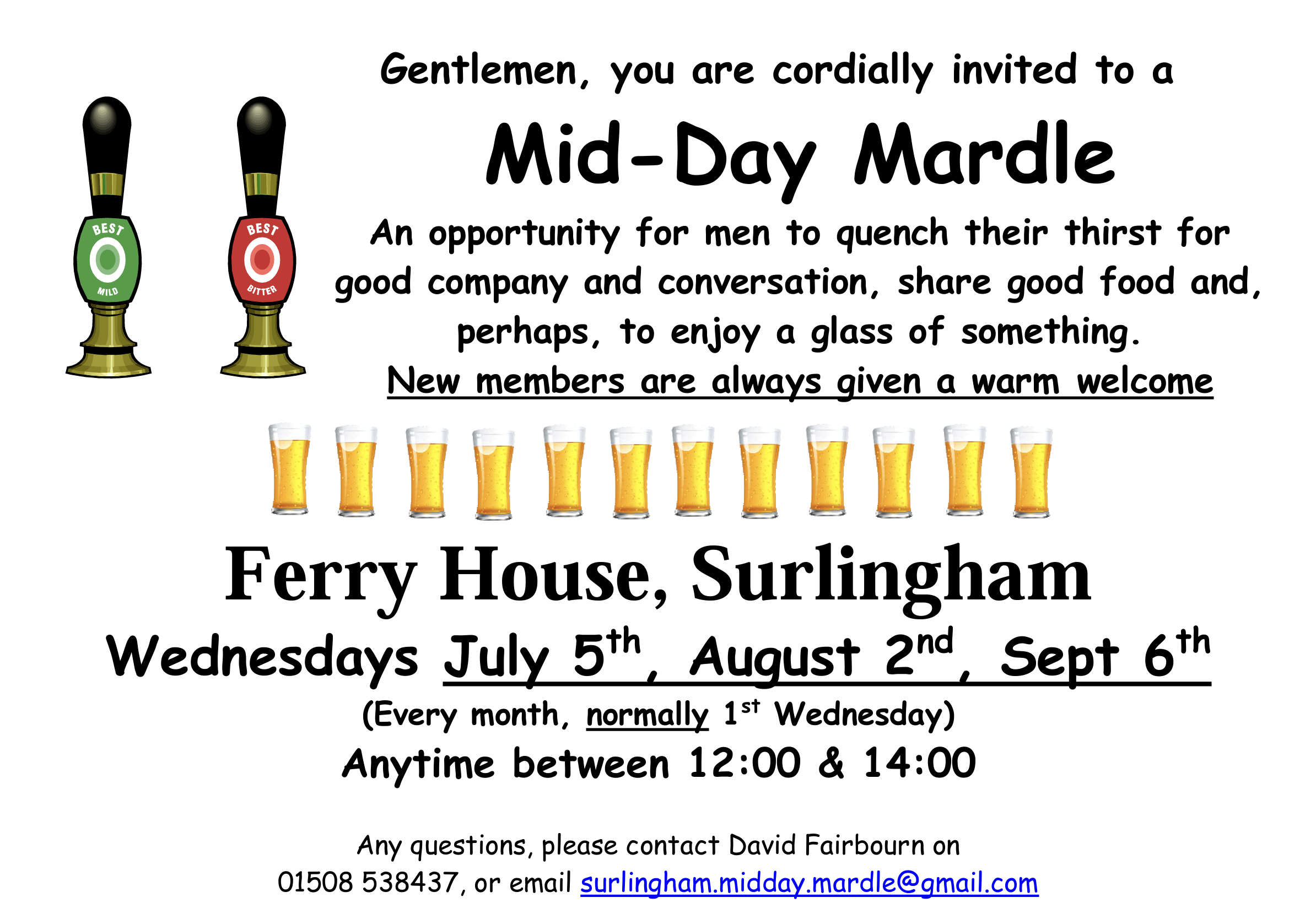 Men’s Midday Mardle this Wednesday, 5th July, at Surlingham Ferry ...