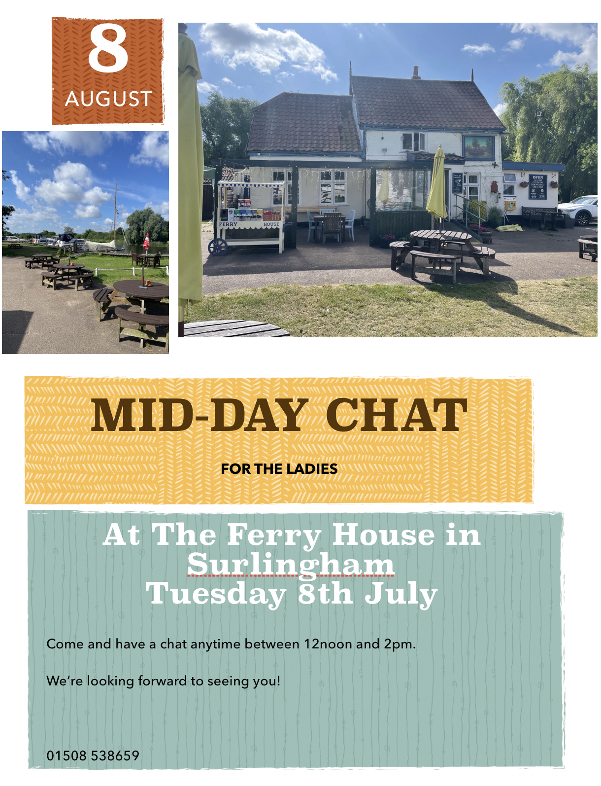 Tuesday 8th August at The Ferry House | Surlingham
