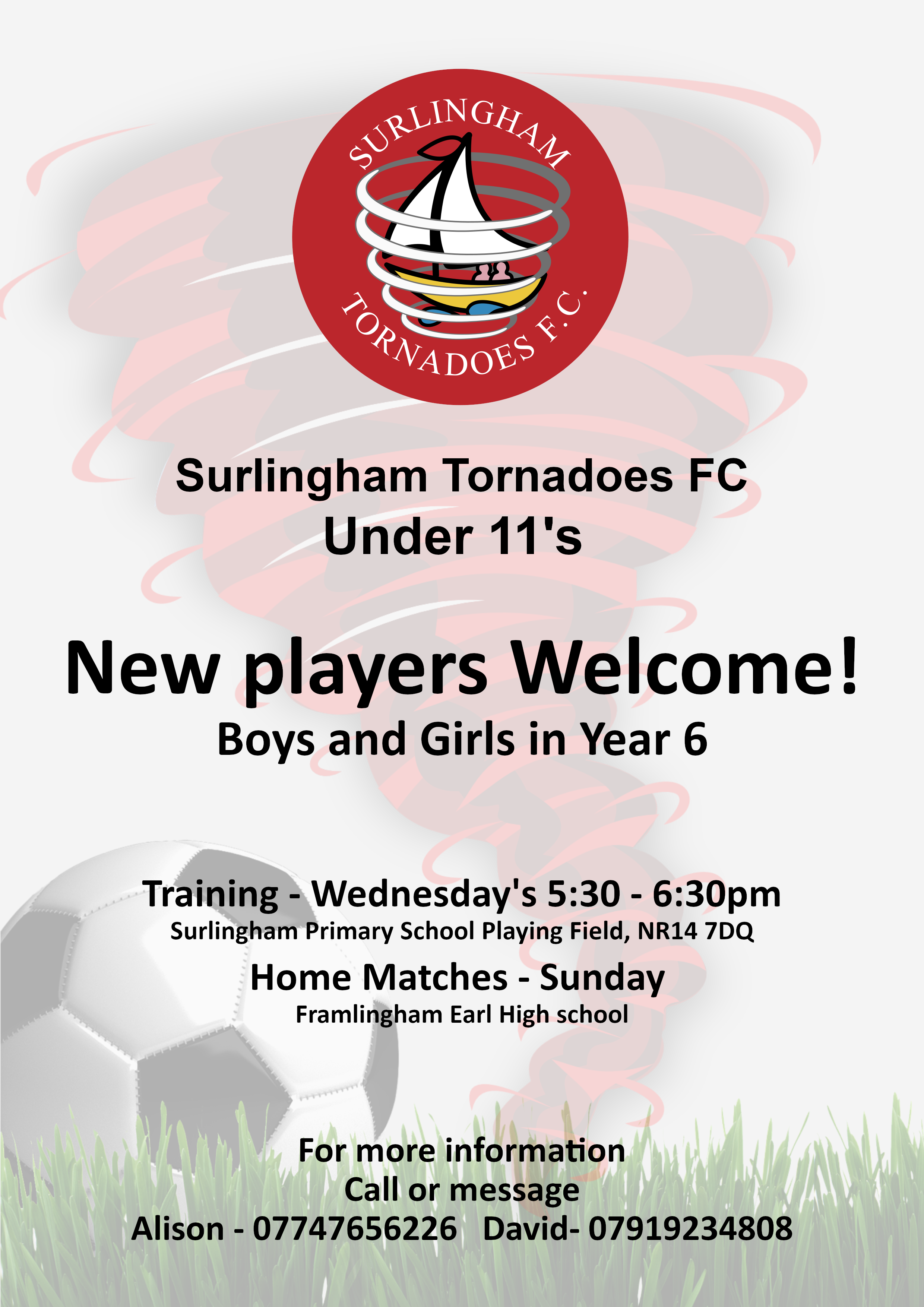 Surlingham Tornadoes FC U11 – Players Required | Surlingham