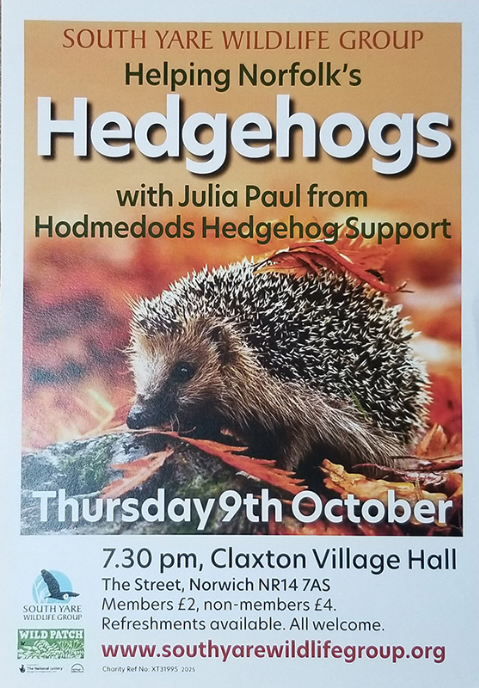 Helping Norfolk’s Hedgehogs Thursday 9th October, Claxton Village Hall ...
