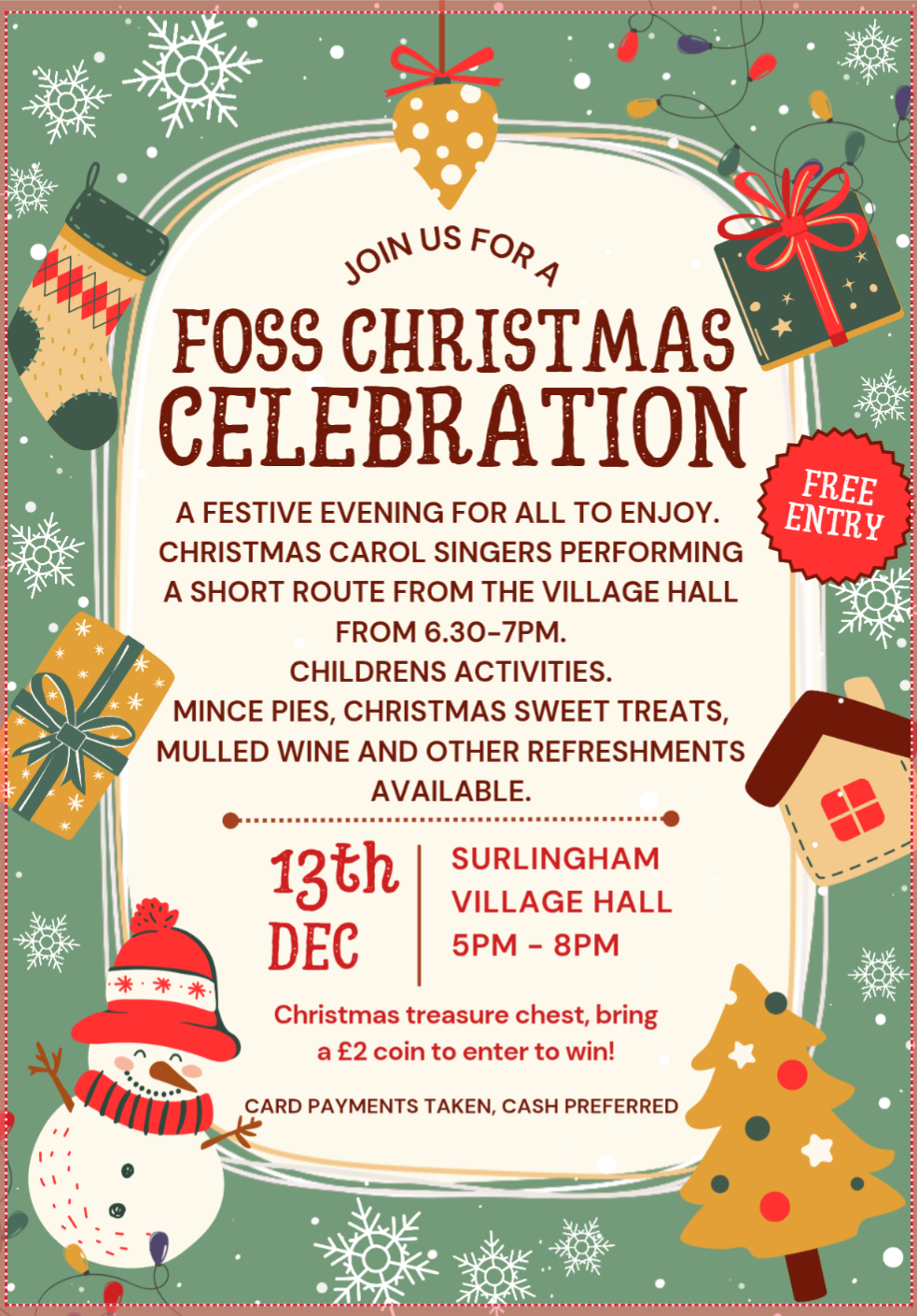 FOSS Christmas Celebration 13th December 5 – 8 PM | Surlingham